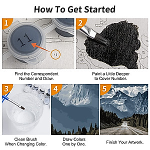 RAOHEVU Paint by Numbers for Adults Beginner - “Road to Mountains” Paint by Numbers Kits (16" x 20") with Acrylic Paint and Paintbrushes Without Frame