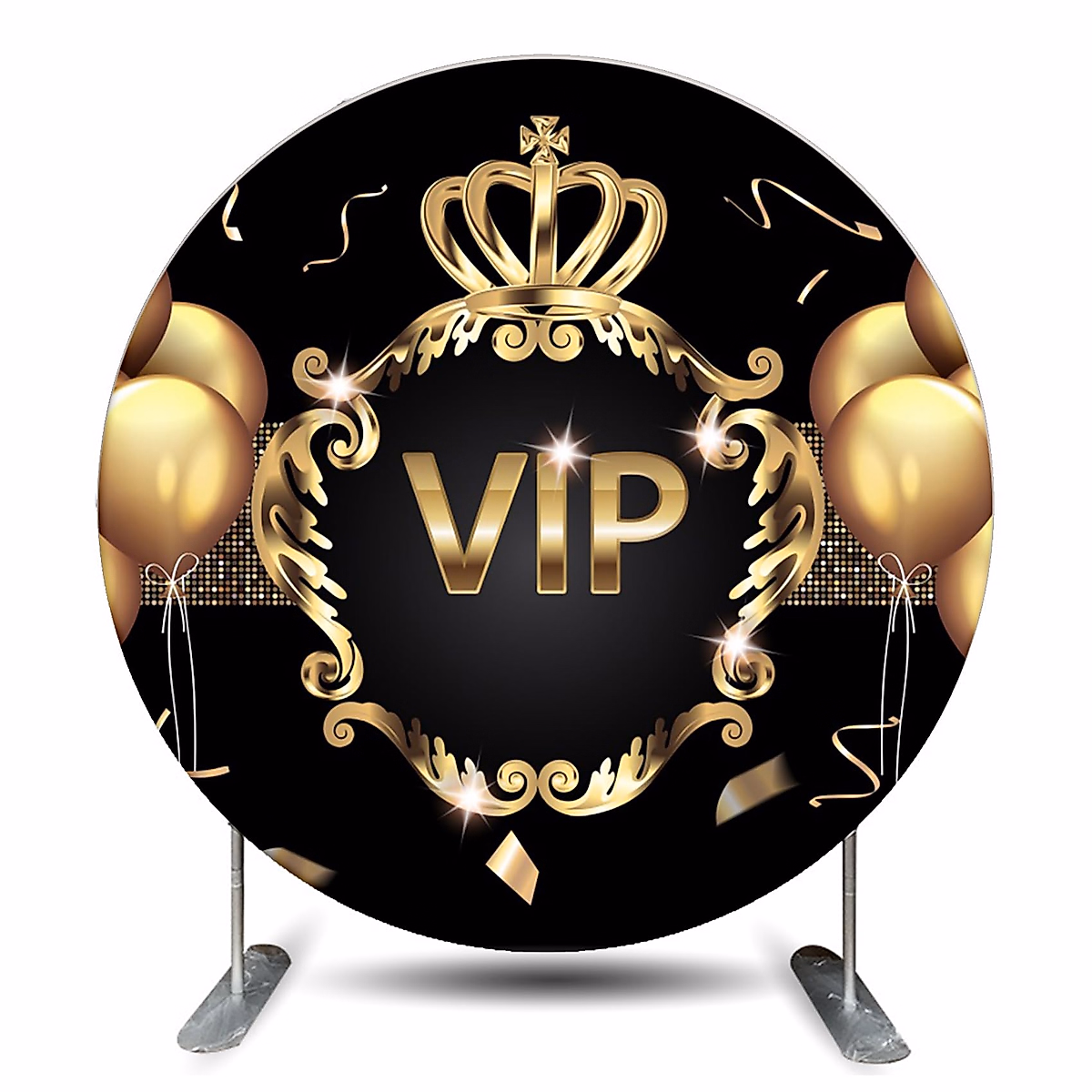 Renaiss Gold VIP Party Round Backdrop Cover 3.2 ft Red Carpet Stars Event Ceremony Celebrity Polyester Circle Photography Background Party Decorations Portrait Photo Prop
