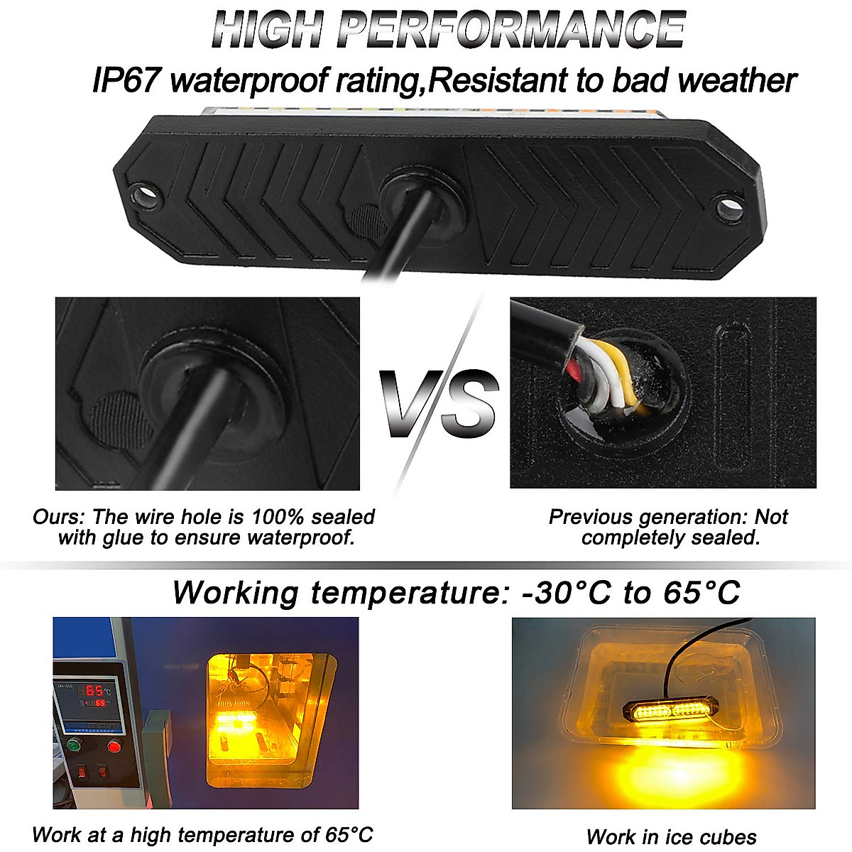 ASPL 8pcs Sync Feature Ultra Slim 12-LED Surface Mount Flashing Strobe Lights for Truck Car Vehicle LED Mini Grille Light Head Emergency Beacon Hazard Warning lights (Amber)