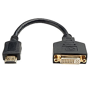 Tripp Lite 8-inch HDMI-M to DVI-D Cable Adapter (M/F), 8-in. (P132-08N) 8" HDDVI Black