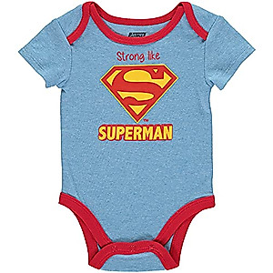 DC Comics Baby Boys Short-Sleeve Bodysuit Three Pack - Baby Boy Clothes Featuring Batman Superheroes (3 Pack, 3-6 Months
