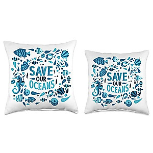 Scuba Diver Gifts Ocean Protection Save Our Oceans Scuba Diving Throw Pillow, 18x18, Multicolor