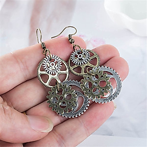 ONLYJUMP Vintage Steam Gear Earrings for Women Personalized Retro Antique Bronze Steampunk Gear Pendant Dangle Drop Earrings Jewelry (Steam Gear)