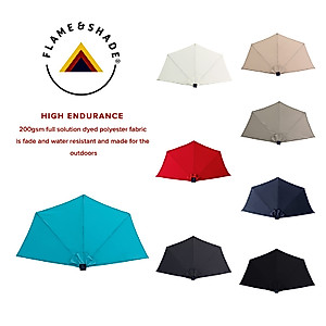 FLAME&SHADE 9 ft Half Round Solar Powered Outdoor Market Patio Table Umbrella for Wall Balcony with LED Lights and Tilt, Aqua Blue