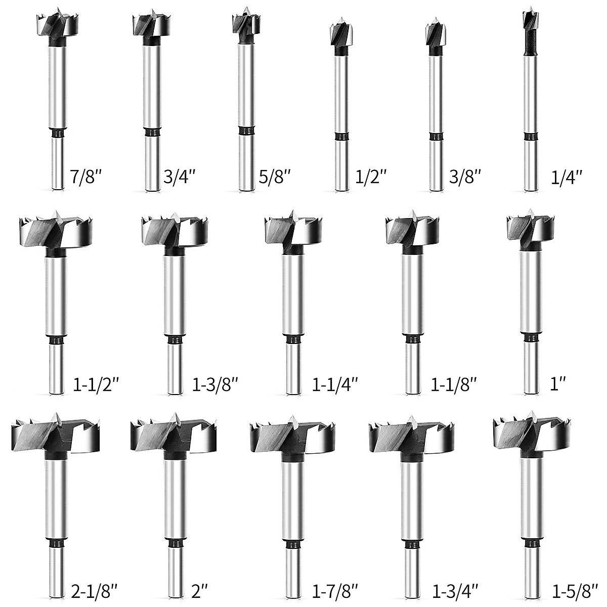 BAIDETS Forstner Bit Set 16Pcs - Forstner Bit Wood Drilling, Forstner Drill Bit with Center Positioning