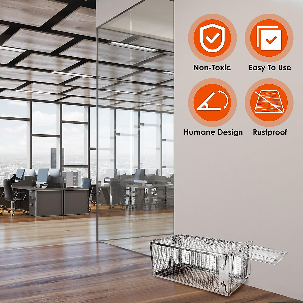 TeqHome Humane Rat Trap, Small 1-Door Live Chipmunk Trap That Work for Indoor and Outdoor, Easy to Catch and Release Live Animal Trap Mouse Cage Trap for Rodents Mice Voles Hamsters, Reusable & Metal