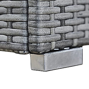 Teamson Home Outdoor Patio Wicker Fire Pit Gas Tank Storage Hideaway Cover Side Table for Standard 20 lbs Propane Stove, Gray