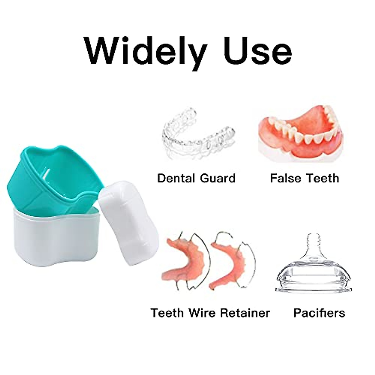 2 Packs Denture Bath Cases and 2 Packs Denture Brushes kit, Portable Professional Denture Cups Denture Boxes Dentures Container with Removable Basket for Home Use (Blue, Green)