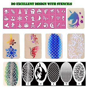 Bowitzki Professional Face Painting Kit For Kids Adults 12 x 10gm Face Paint Set Stencil One Stroke Split Cake Palette Non Toxic Rainbow Cakes Flora Unicorn Body Makeup Halloween Christmas Easter