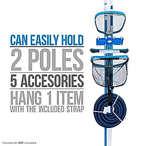 U.S. Pool Supply Pool Cleaning Accessory Organizer and Holder Rack - Store Poles, Brushes, Nets, Vacuums - Caddy Hanger for Swimming Pool Spa Attachment Accessories