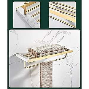 Towel Rack Hand Towel Bar Marble Bathroom Towel Holder Rustproof Wall Mount Brushed Brass, Bathroom Hardware Accessories Towel Shelf (Color : Bath Towel Rack)
