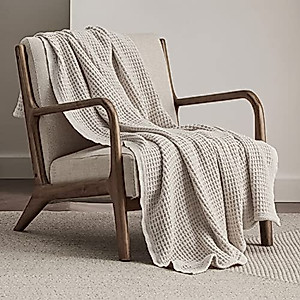Bedsure 100% Cotton Blankets for Couch - 405GSM Waffle Weave Throw Blankets for Summer, Light Khaki Soft Lightweight Woven Blankets for All Seasons, 50x70 inches