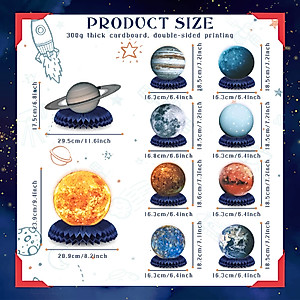 10 Pieces Space Solar System Theme Honeycomb Centerpieces Table Topper Outer Space Party Supplies Planet Honeycomb Galaxy Photo Booth Props for Birthday Party Decorations Birthday Party Supplies