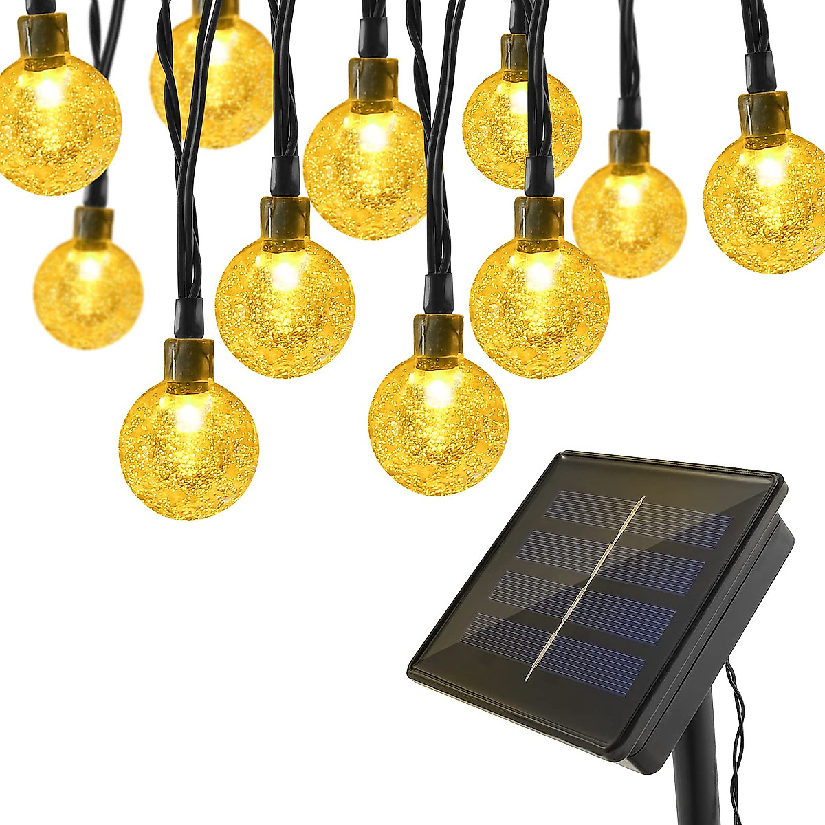 Solar powered Outdoor String Lights Globe – Waterproof Crystal Ball solar String Lights 8 Modes with 100LED 39FT – Good Ideal for Garden Yard Home Party Wedding Christmas Decoration (Warm White)