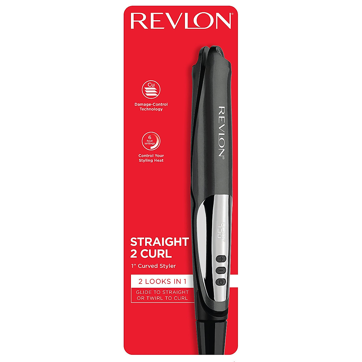 REVLON Straight or Curl Curved Hair Styler | Two Looks, One Tool (1”)