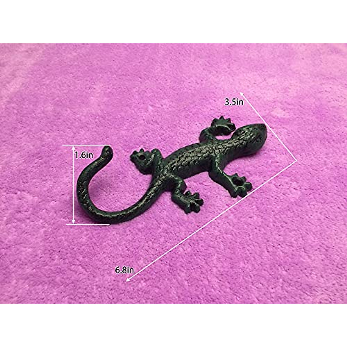 HWHP Zone - Wall Hooks Decorative Cast Iron Animal Gecko Shape Hooks Wall Mounted for Home Office Foyer Hallway Pool Garden Garage Indoor Outdoor Used, Hand Made, Gifts.