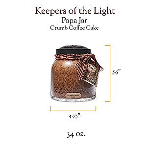 A Cheerful Giver — Crumb Coffee Cake - 34oz Papa Scented Candle Jar with Lid - Keepers of the Light - 155 Hours of Burn Time, Gift for Women, Brown