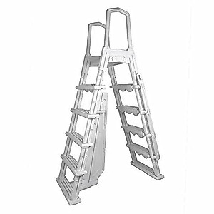 Aqua Select White Flip-Up A-Frame Ladder for Above Ground Swimming Pools 48-54" H
