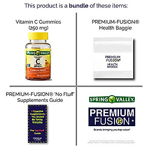 Vitamin C Gummies for Adults - Immune Support - 250 mg (70 ct) from Spring Valley + Vitamin Pouch and Guide to Supplements