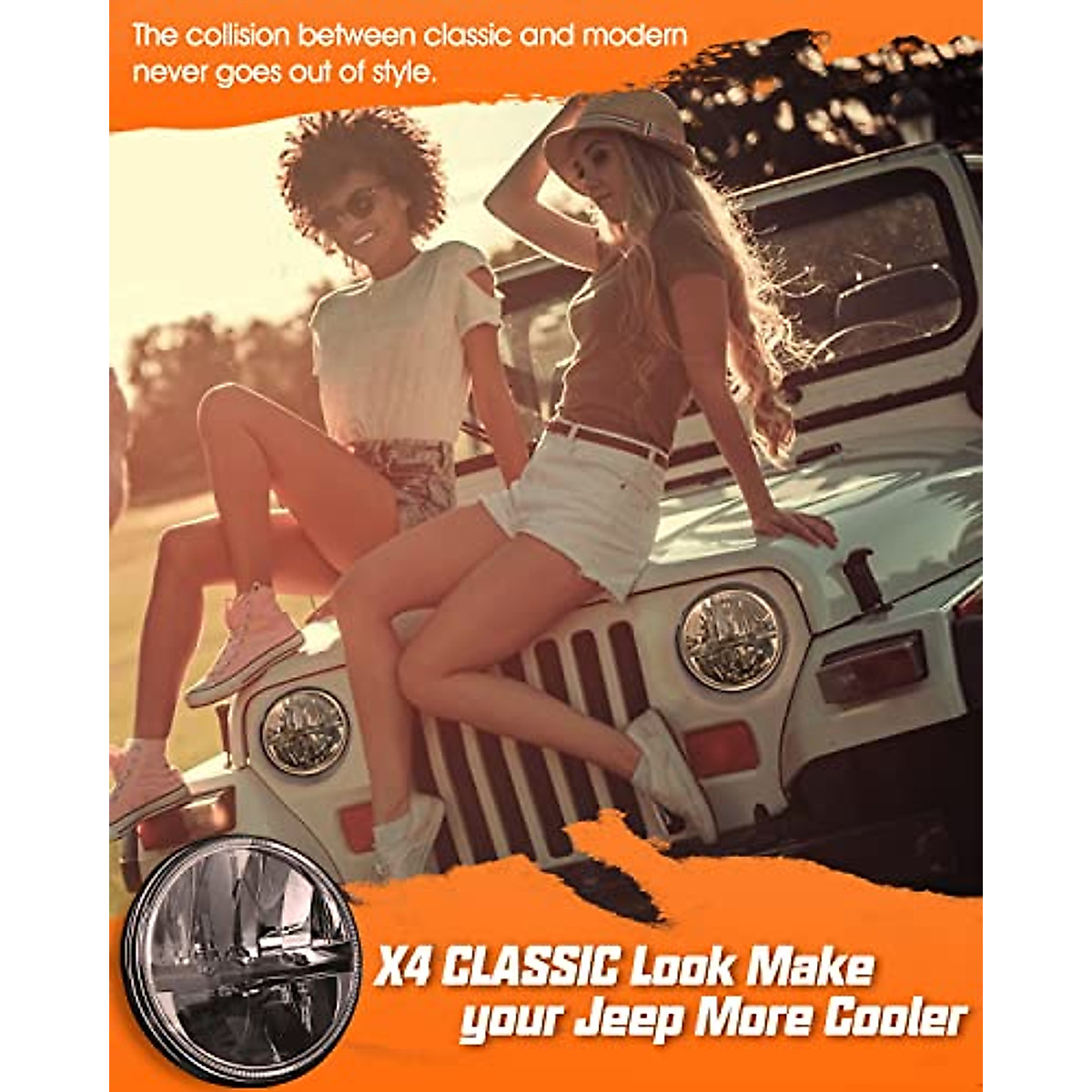 UNI-SHINE 7 inch LED Headlight Round DOT Approved 7’’ led headlight High Low Beam H6024 led headlight Compatible with Jeep Wrangler TJ JK CJ Compatible with Chevy Compatible with Miata Plug and Play