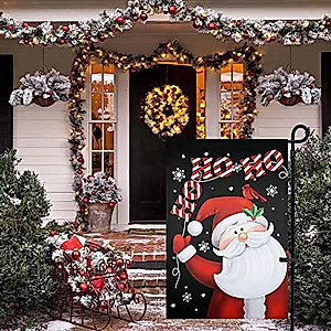 hogardeck Christmas Garden Flag, HO HO HO Santa Claus Polyester Outdoor Christmas Decorations, 12x18 Inch Vertical Double Sided Yard Flag, Cardinal Xmas Decor