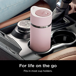 Ninja, Travel Mug, Sip Perfect 16oz, Brings Hot Drinks to Sippable Temperature in Minutes, Stainless Steel, Leak Proof, Dishwasher Safe, Metal, Insulated Tumbler, Rose Quartz, DW1603PK