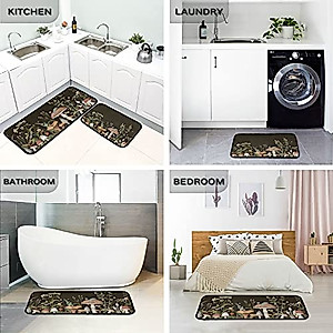 ZENWAWA Night Mushrooms Kitchen Mat 2 Pcs Set Anti Fatigue Cushioned Waterproof Non Slip Comfort Standing Padded Floor Mats Rugs Farmhouse Decor