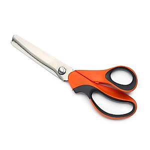 BlueSnail Stainless Steel Pinking Shears Comfort Grip Handled Professional Fabric Crafts Dressmaking Zig Zag Cut Scissors Sewing Scissors (Serrated, Orange)