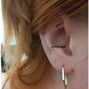 Tiny 2mm Ball Stud Earrings for Women Girls,Dainty Mini Ball Earrings for Cartilage Helix Earlobe Piercing 316L Surgical Stainess Steel Hypoallergenic(2mm, Silver)