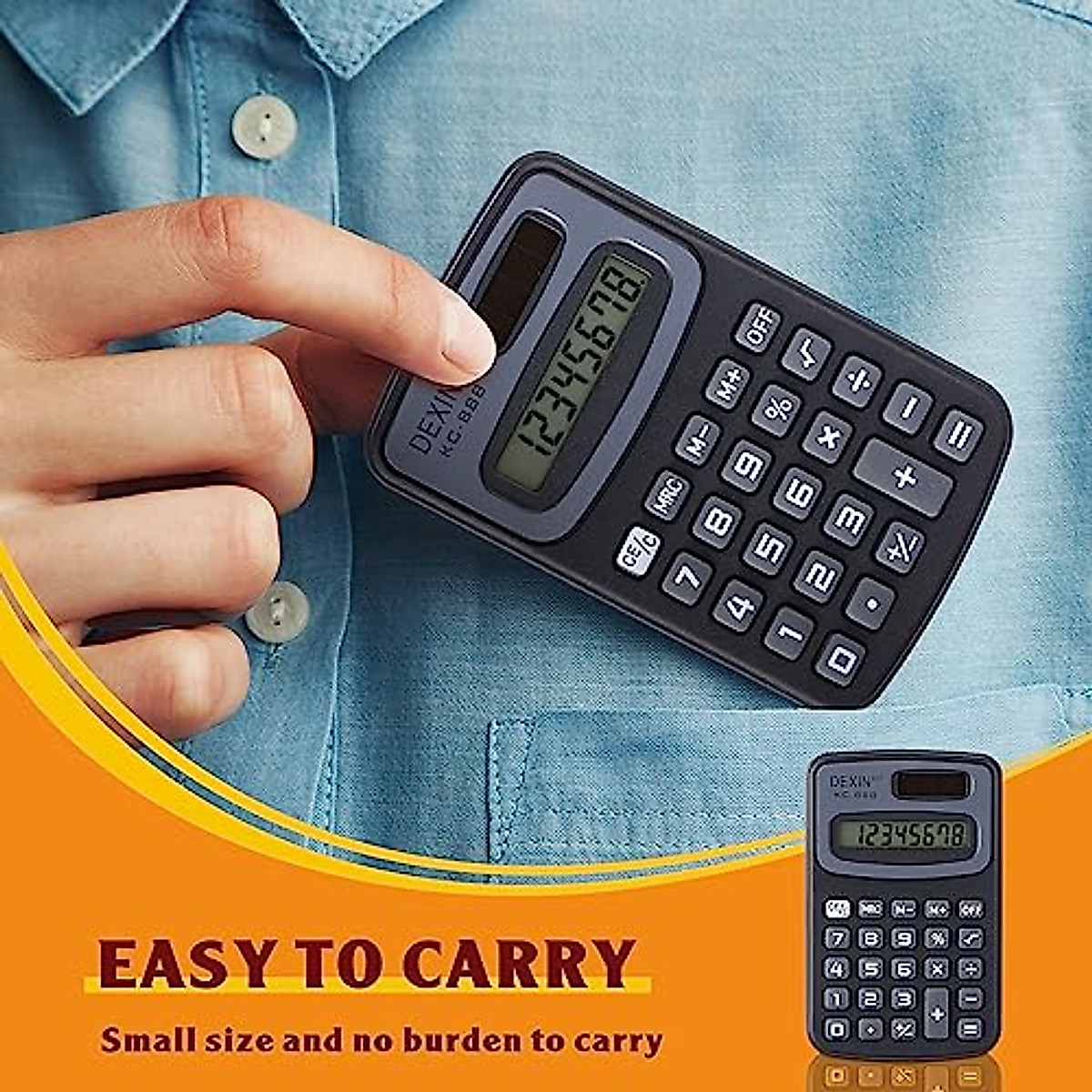 Zuhal 50 Pcs Mini Calculator Pocket Size Calculator Bulk, 4 Function Calculator Small Battery Powered 8 Digit Display Basic Calculator with Button Battery for Office Home School Teacher Students