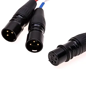 GAGACOCC XLR Cable Dual 3-Pin XLR Male to 4-Pin XLR Female Balanced Audio Headphone Adapter Clear Silver Plated Shield Cable 20CM (Dual 3-Pin XLR Male to 4 Pin XLR Female)