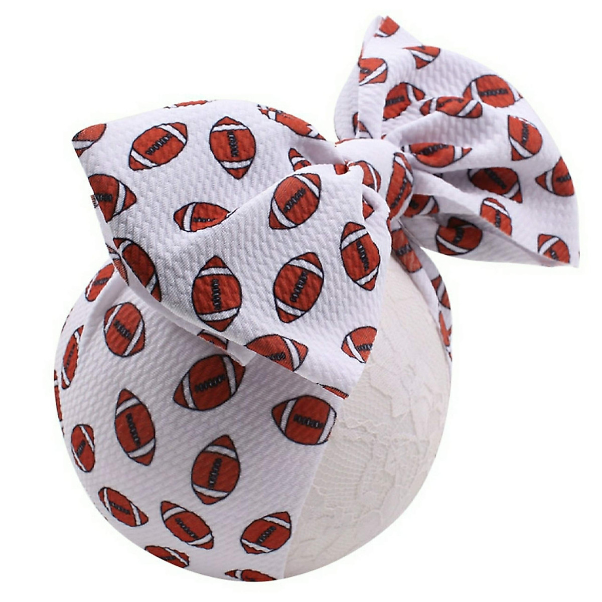 J&J Boutiques Football 7" Bow Headwrap - Toddler Baby Girls & Kids up to 4yrs