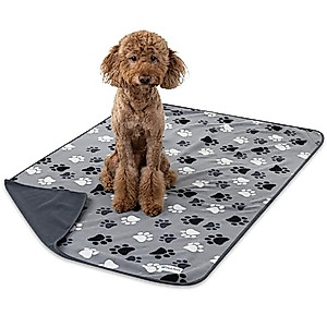 PetAmi Waterproof Dog Blanket for Extra Large Pets Dogs Cats, Large Pet Couch Cover Protector for Furniture, Reversible Washable Soft Fleece Cat Blanket for Bed Couch Sofa, 60x80 (Paw Print Gray)