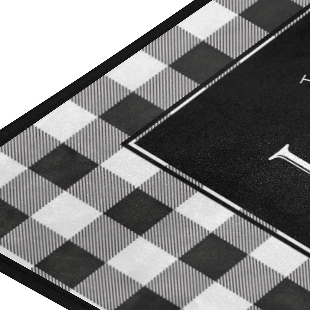 Black White Buffalo Plaid Laundry Room Rugs Sunflower Non Slip Laundry Mats Farmhouse Kitchen Floor Mat Bathroom Laundry Room Decor Accessories 39" X 20"