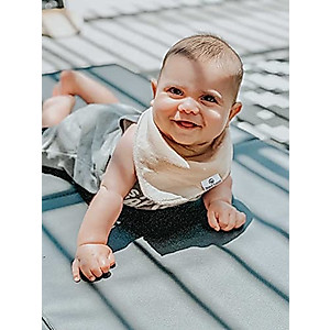 Diaper Squad 100% Organic Cotton Neutral Solid 10-Pack Baby Drool Bandana Bibs for Boys and Girls, Plain Colors