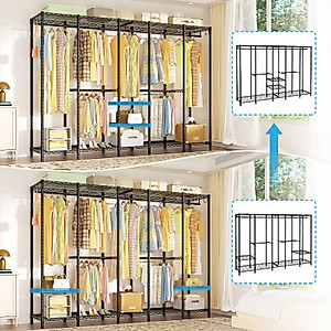 Ulif H50 Garment Rack Heavy Duty Clothes Rack, Freestanding Extra Large Portable Closet Wardrobe Rack, Clothing Racks for Hanging Clothes 89.8''W x 15.8" D x 76.4" H, Max Load 1400 Lbs, Black