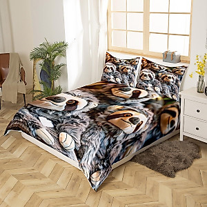 Feelyou Cute Sloth Bedding Set for Girls Boys Children Cartoon Animal Themed Comforter Cover Decorative Lazy Sloth Duvet Cover Funny Style Bedspread Cover Twin Size 2Pcs Bedclothes