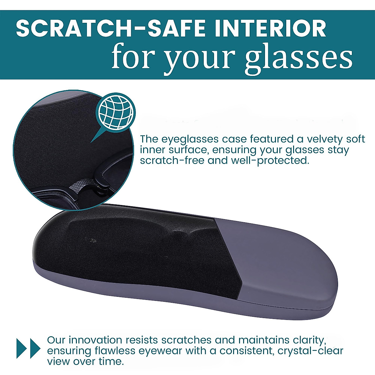 SpecNest Eye Glass Case - Thin and Slim Hard Shell Glasses Case for Eyeglasses - Stainless Steel Shell with Vegan Leather for a Modern Professional Look - Hard Glasses Case