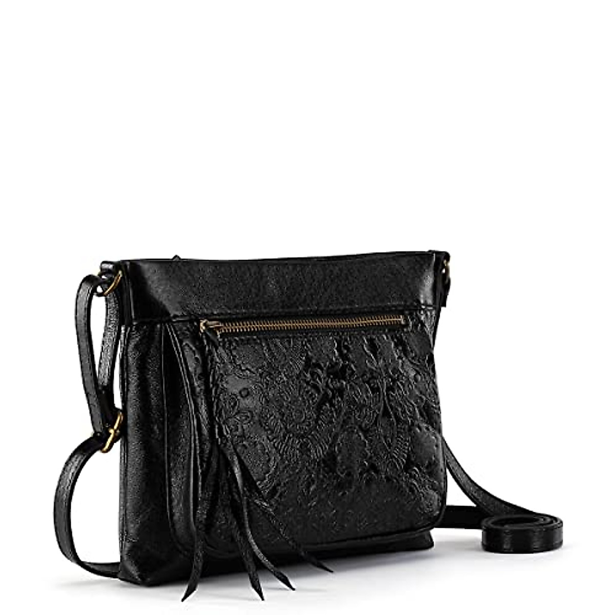 The Sak womens Sak Sanibel Leather Mini Crossbody, Black Floral Embossed Ii, One Size US