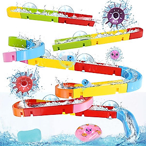 Bath Toys for Kids Ages 3-4-8 Toddler Bathtub Toys Slippery Slide Track DIY Mold Free Shower Toddler Toys with Suction Cups Birthday Gift for Boys Girls Bath Time Ages 3 4 5 6 7 8(38PCS)