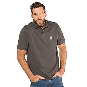 JP 1880 Menswear Big & Tall Plus Size L-8XL 2-Pack Polo Shirts Dark Grey Melange, Black XXXXXX-Large 704317 11