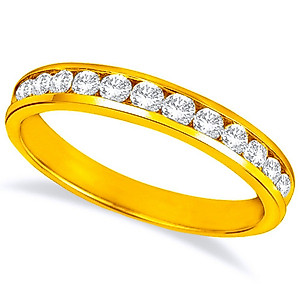 1 Carat (ctw) 14K Yellow Gold Round Diamond Ladies Channel Set Half-Way Semi-Eternity Wedding Anniversary Stackable Ring Band Value Collection