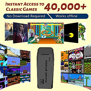 HRYYDS 2025 Retro Gaming Console Pro 4K HDMI with 40,000+ Built-in Classic Video Games - Plug & Play Game Stick for TV with 2 Wireless Controllers | 23 Emulator Support 64GB