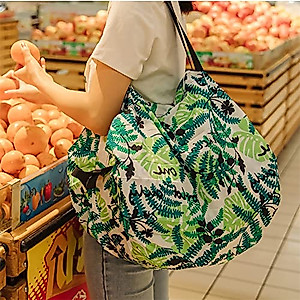 Woonsoon 2-Pcs Reusable Grocery Bags with Handles Foldable Washable Shopping Bags Waterproof Large Capacity Shopping Tote Bag