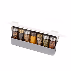 Joseph Joseph CupboardStore Spice Organizer 3M Tape Under-Shelf Pull Out Drawer Storage for Cabinet, One-size, Gray/White
