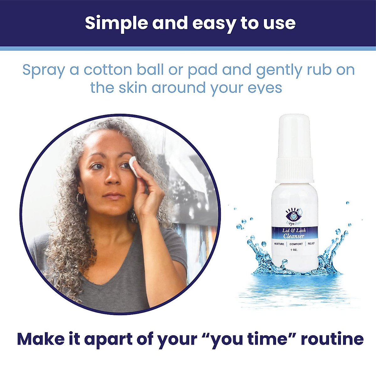 Heyedrate Lid and Lash Cleanser Spray – Gentle, Pure Hypochlorous Acid Spray for Eye Irritation - Fast Acting, Soothing Formula - Everyday Eyelid Cleansing Spray - 1 Ounce Bottle