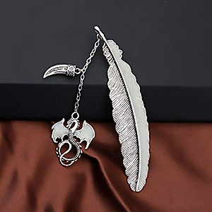 KUIYAI Glow in The Dark Luminous Bookmark Book Marker Creative Feather Book Lover Gift Reading Gifts (Dragon 2)