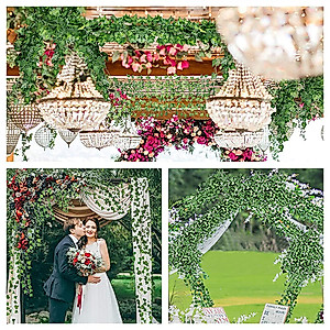 24 Strands Artificial Ivy Fake Ivy Vine Ivy Garland Leaves Garland Hanging Plant with 100 Pack of Cable Ties for Weeding Party Garden Home Wall Decoration