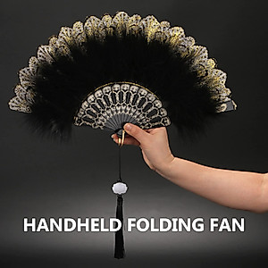 Zerodeko Fan Chinese Folding Hand Fan Flapper Fan Lace Hand Fan Lace Folding Fans Vintage Folding Fans Bridemaids Fan Photo Prop Girl Plastic Court Fan Chinese Style