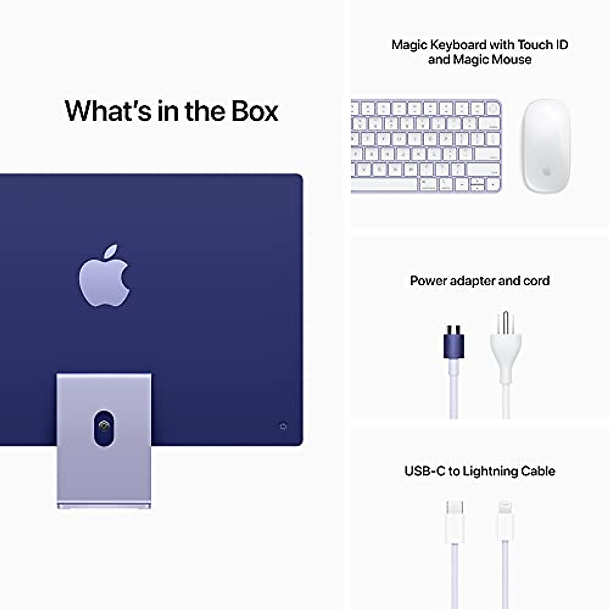 Apple 2021 iMac All in one Desktop Computer with M1 chip: 8-core CPU, 8-core GPU, 24-inch Retina Display, 8GB RAM, 256GB SSD Storage, Matching Accessories. Works with iPhone/iPad; Purple